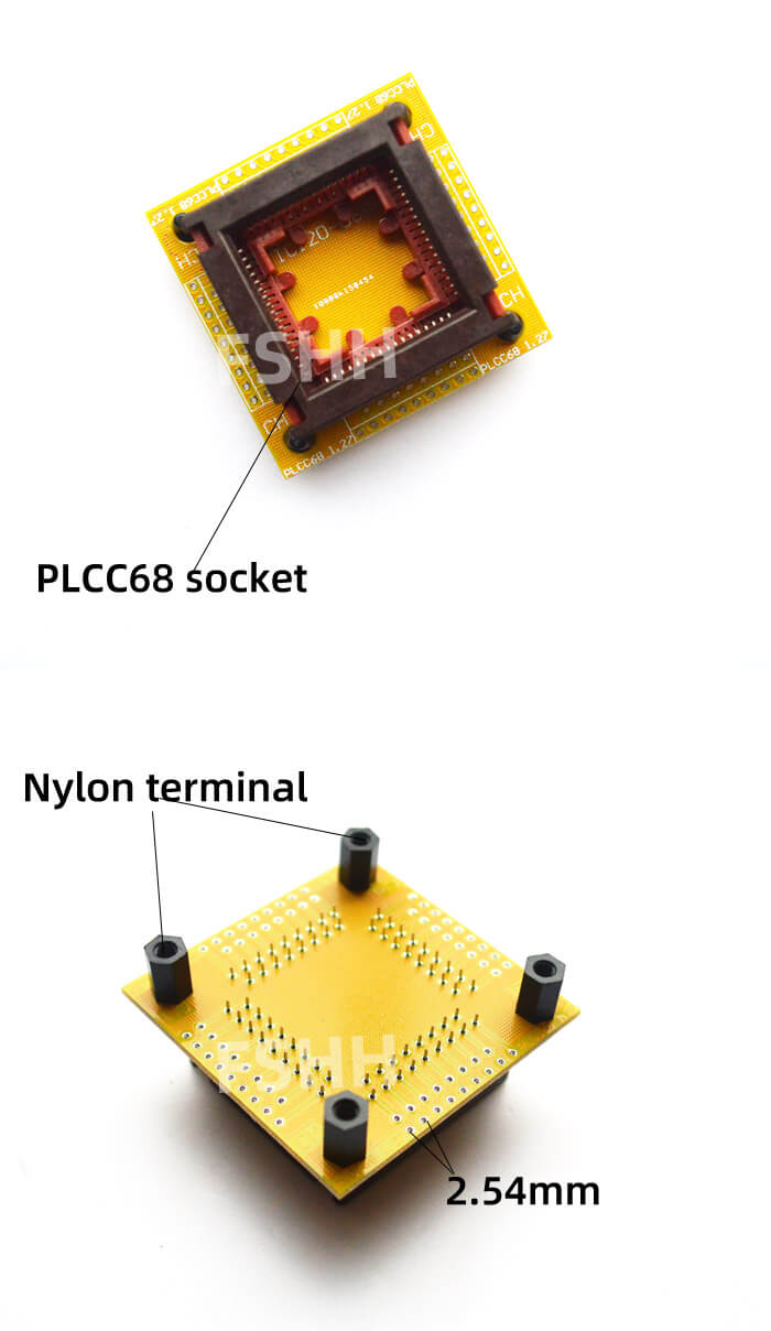 PLCC68 To DIP Socket PLCC68 Test Socket PLCC68 With PCB 2.54MM SIP ...