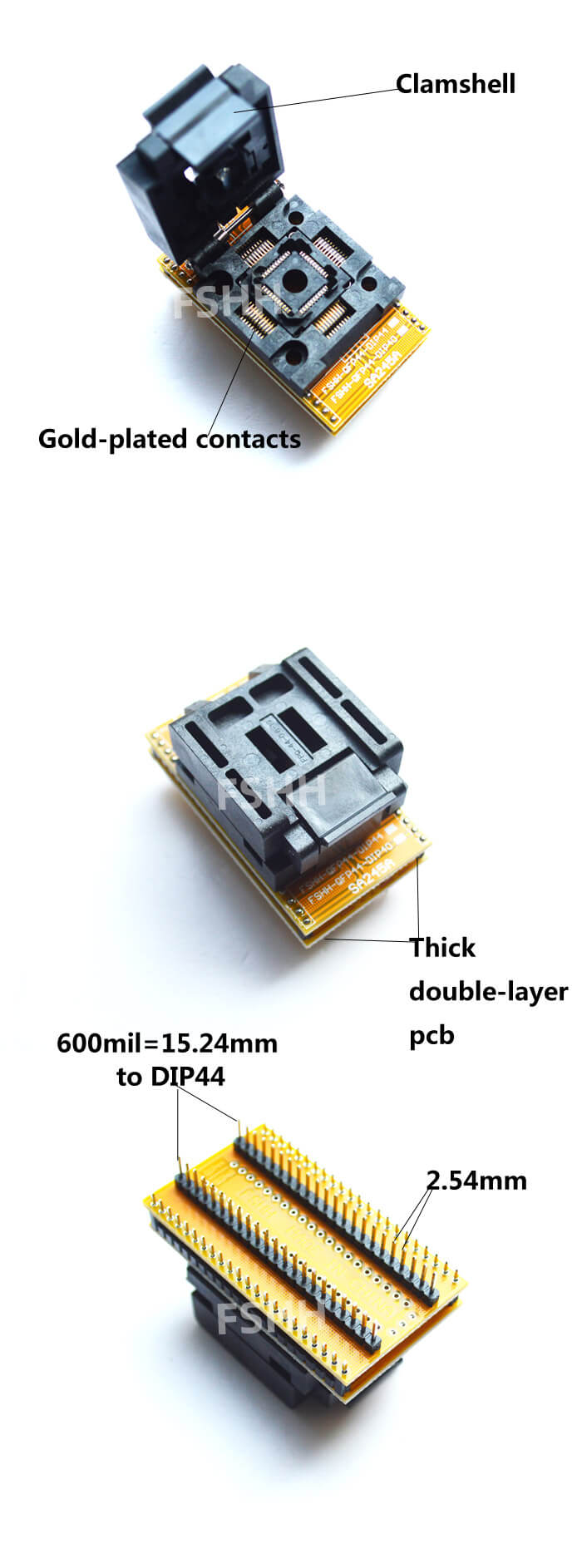 SA245A Programmer Adapter FPQ-44-0.8-19 Test Socket QFP44 To DIP44 To ...