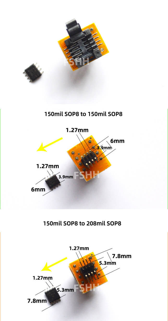 Clamshell Mini Socket Series 150mil SOP8 To DIP8 Socket Sop8 Adapter ...