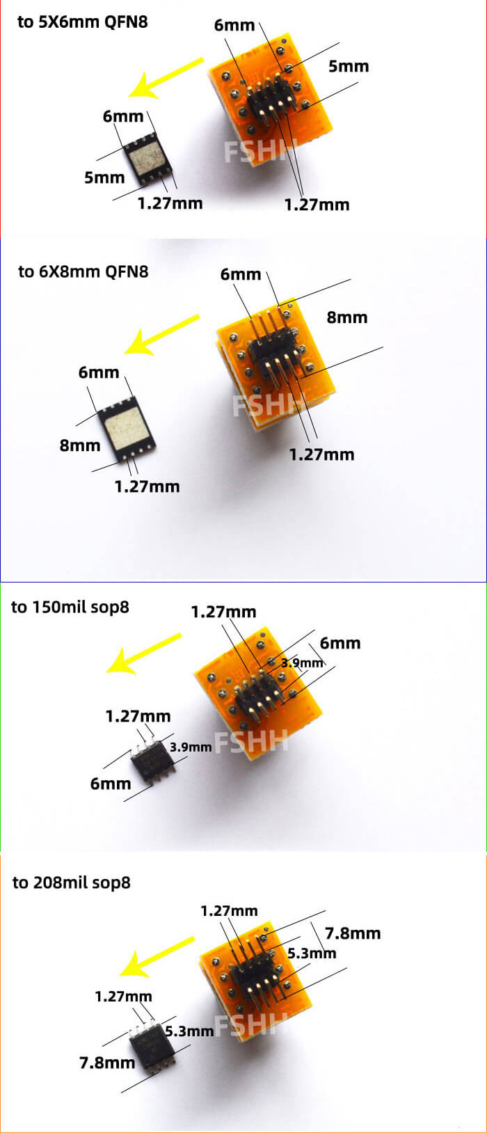 200mil 208mil SOP8 SOIC8 Test Socket IC Socket Clamshell Adapter Socket ...