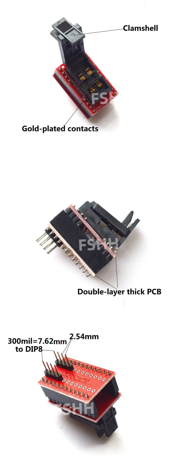 Clamshell MSOP8 To DIP8 Adapter CNV-MSOP-8 Programmer Adapter MSOP8 ...