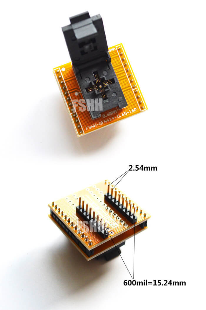QFN16 Test Socket QFN16 To DIP16 Programmer Adapter WSON16 UDFN16 MLF16 ...