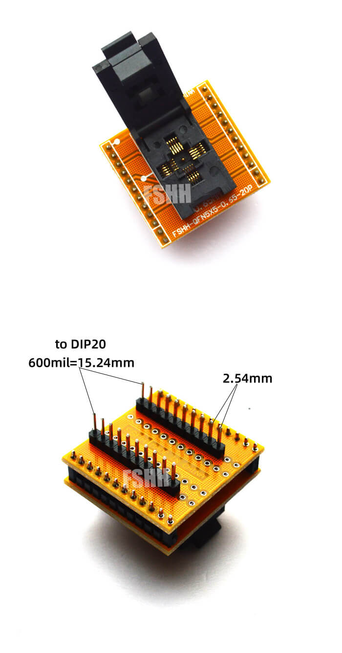 QFN20 To DIP20 Programmer Adapter QFN20 Test Socket WSON20 UDFN20 MLF20 ...