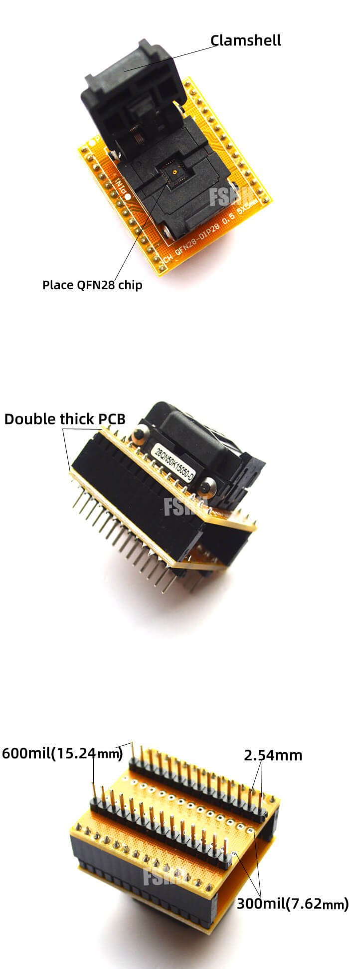 QFN28 To DIP28 Programmer Adapter WSON28 DFN28 MLF28 IC TEST SOCKET ...