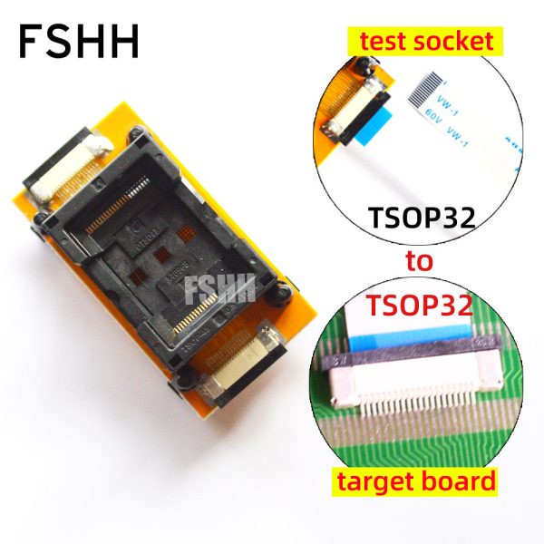 Program Test SMD Welding TSOP32 To TSOP32 Test Socket 0.5mm 18.4mm 20mm ...