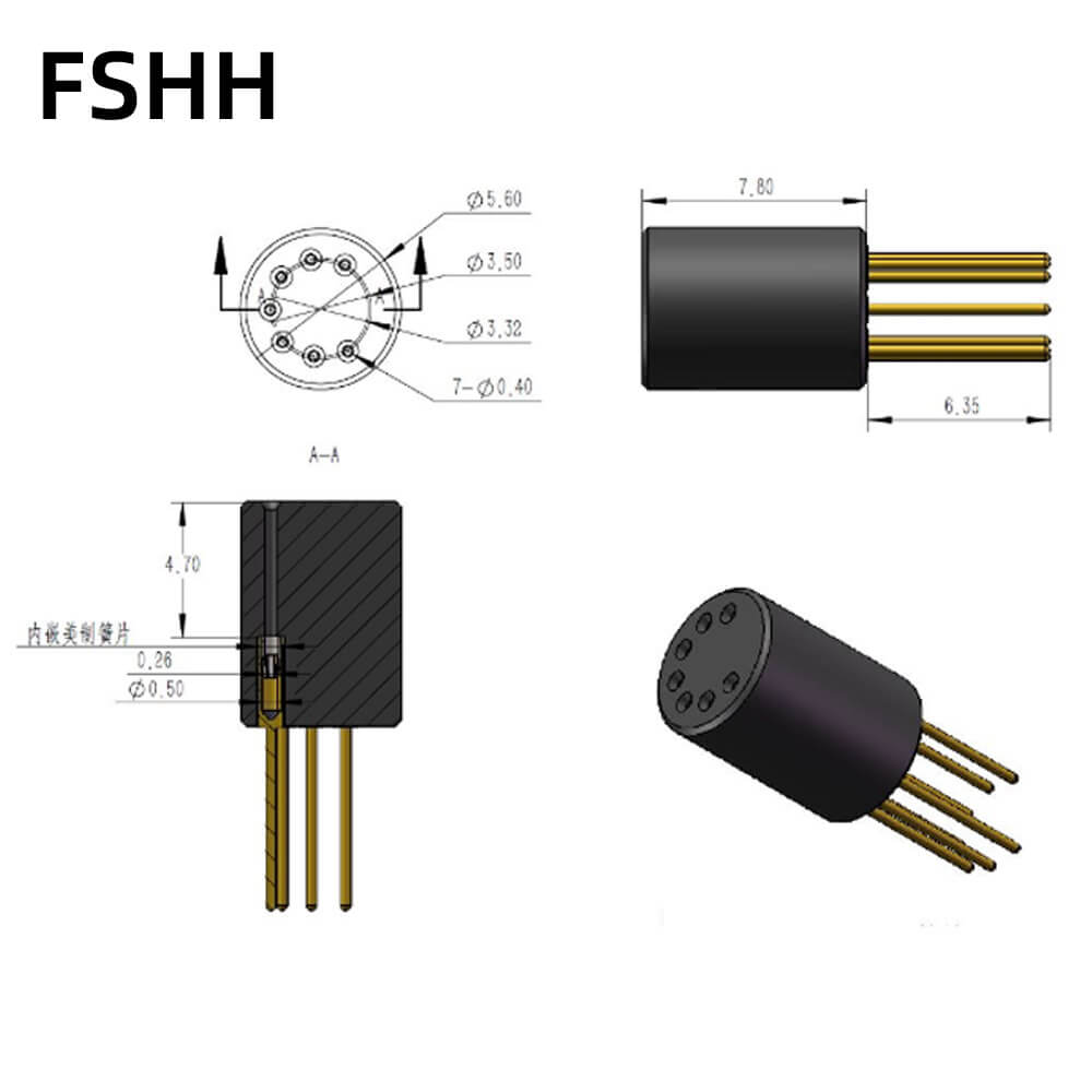 7PIN Round Temperature Sensor Socket TO-7P Laser Diode Aging Test ...