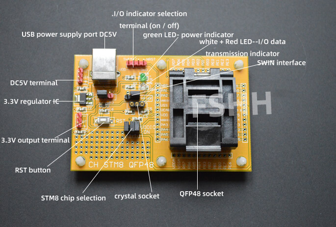 QFP48 STM8 STM8S STM8A LQFP48 TQFP48 Core Board Download Seat Test ...