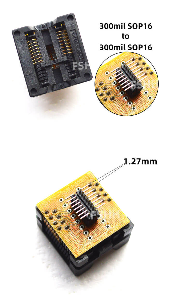 300mil SOP16 To SOP16 Test Socket SOP16/SOIC16/SO16 Socket Pitch 1.27mm ...