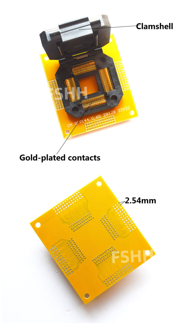 Clamshell TQFP144 QFP144 Test Socket LQFP144 With PCB Ic Socket IC51 ...