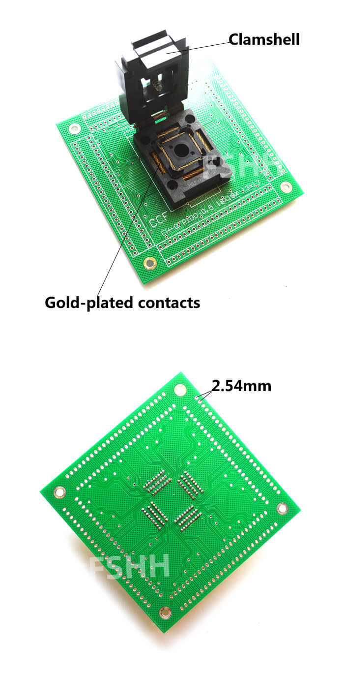 Clamshell FPQ-100-0.5-10A Test Socket FPQ100 TQFP100 LQFP100 QFP100 ...