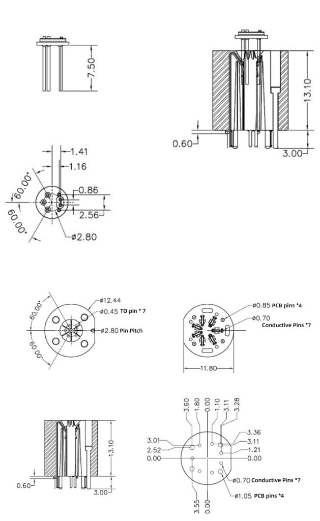 EML TO60 TO46 Test Socket TO60-7PIN Round Temperature Sensor Socket ...