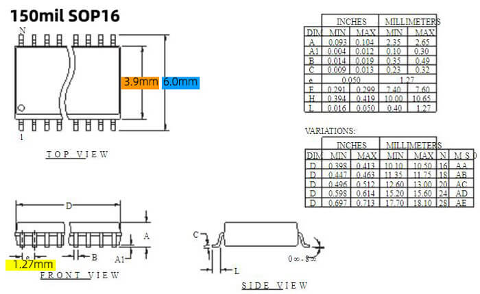 150mil SOP16 To SOP16 Test Socket Sop16/soic16/si16 Socket 1.27mm To 1 ...