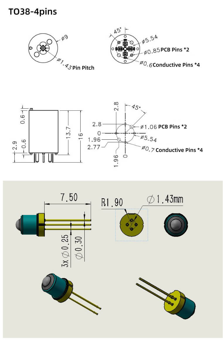 TO38 TO46 TO56 Laser Diode Socket Induction Temperature Sensor Test ...
