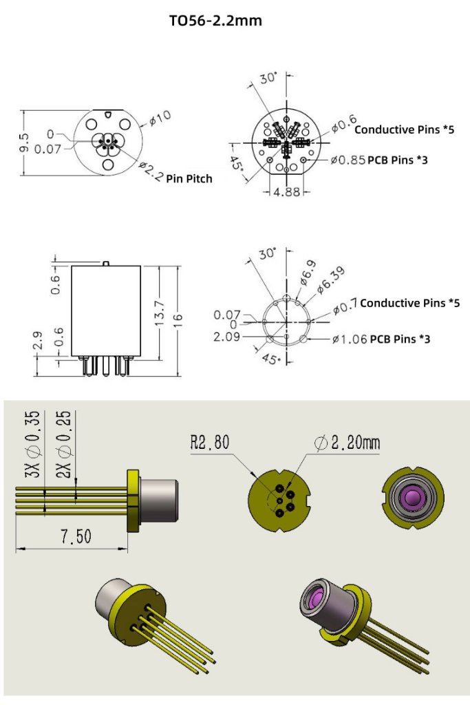 TO38 TO46 TO56 Laser Diode Socket Induction Temperature Sensor Test ...