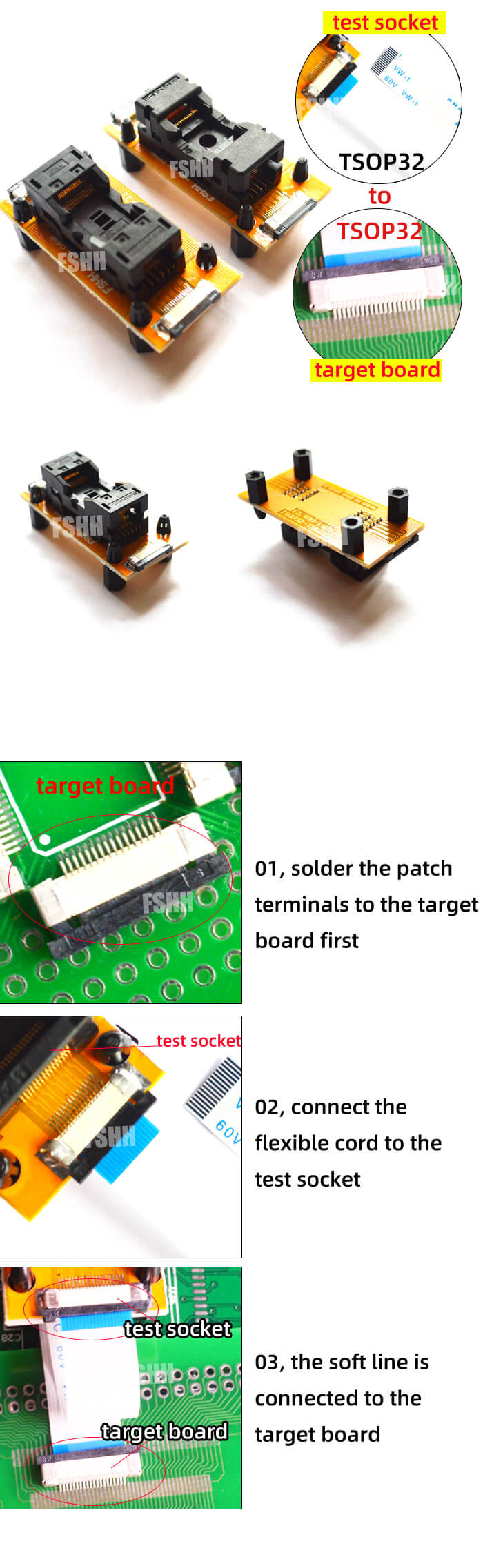 Program Test SMD Welding VSOP32 TSOP32 To TSOP32 Test Socket 0.5mm14mm ...