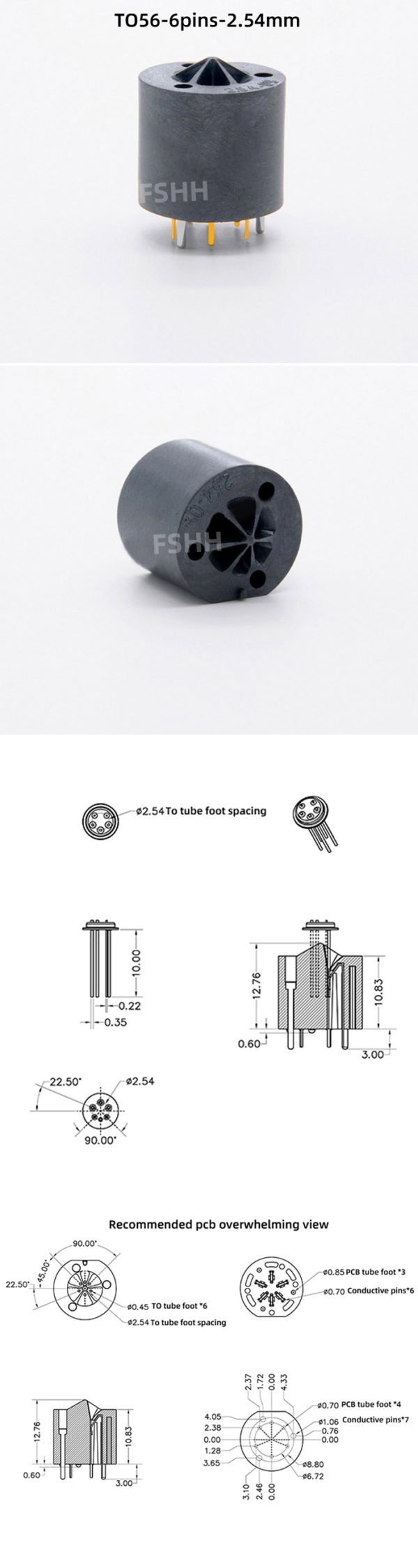 TO56 6pin 2.8mm 2.54mm 3.5mm 3.6mm Pitch Crystal Transistor Test Socket ...