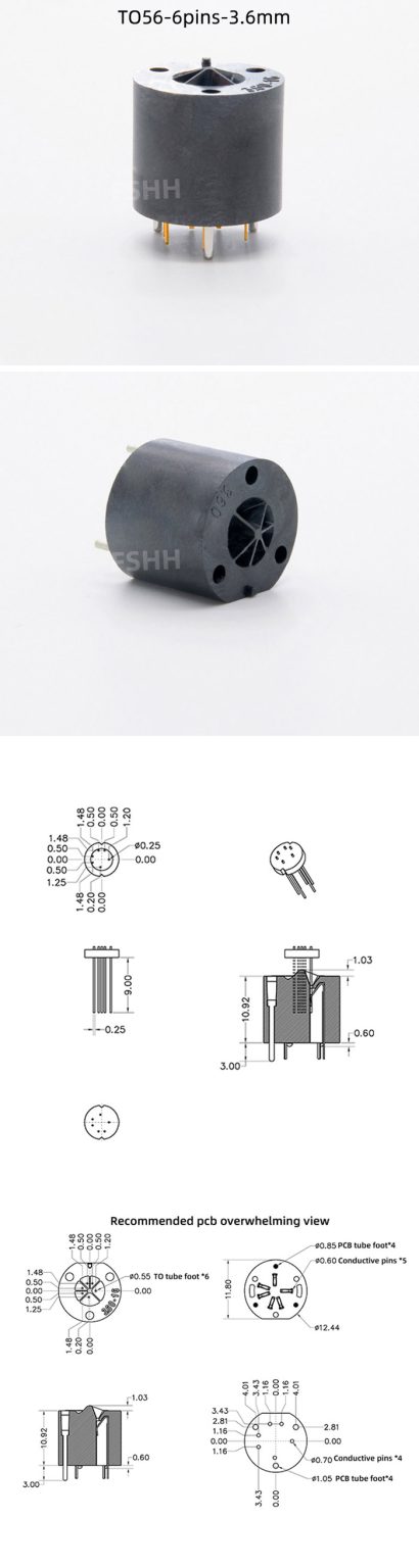 TO56 6pin 2.8mm 2.54mm 3.5mm 3.6mm pitch Crystal transistor test socket ...