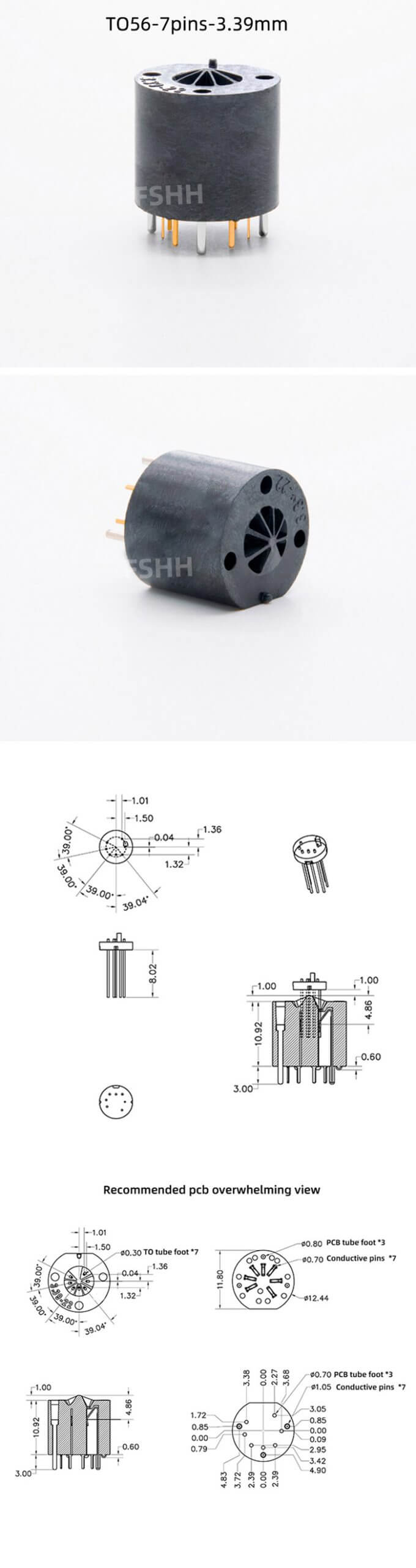 TO56 7pin 2.8mm 2.9mm 3.1mm 3.5mm 3.39mm 4.3mm Pitch Crystal Transistor ...