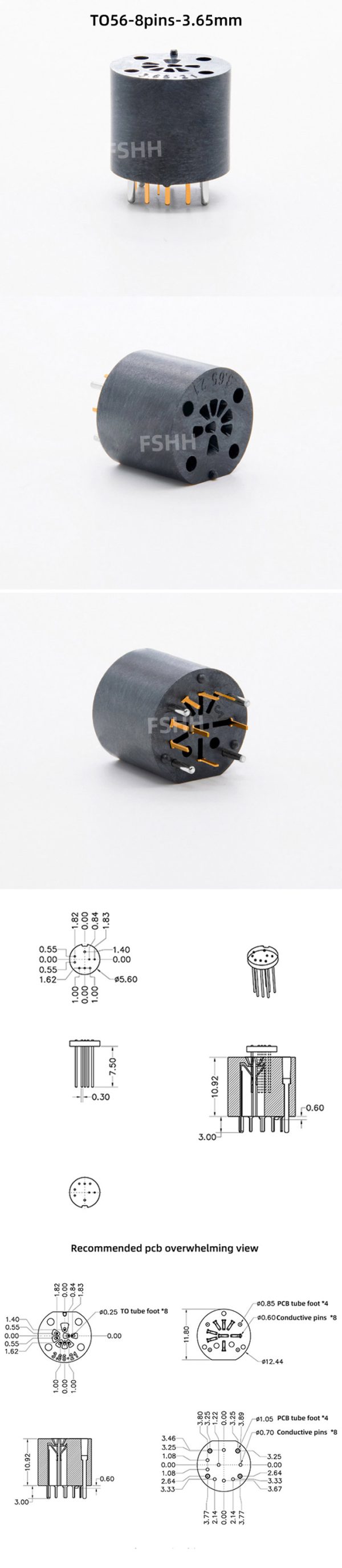 TO56 8pin 2.6mm 3.56mm 3.65mm Pitch Crystal Transistor Test Socket ...