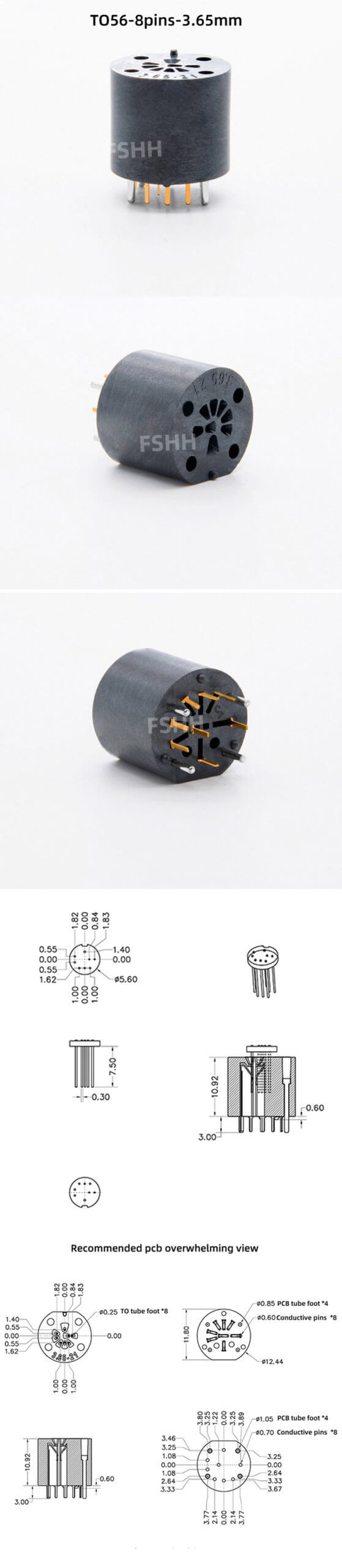 TO56 8pin 2.6mm 3.56mm 3.65mm Pitch Crystal Transistor Test Socket ...