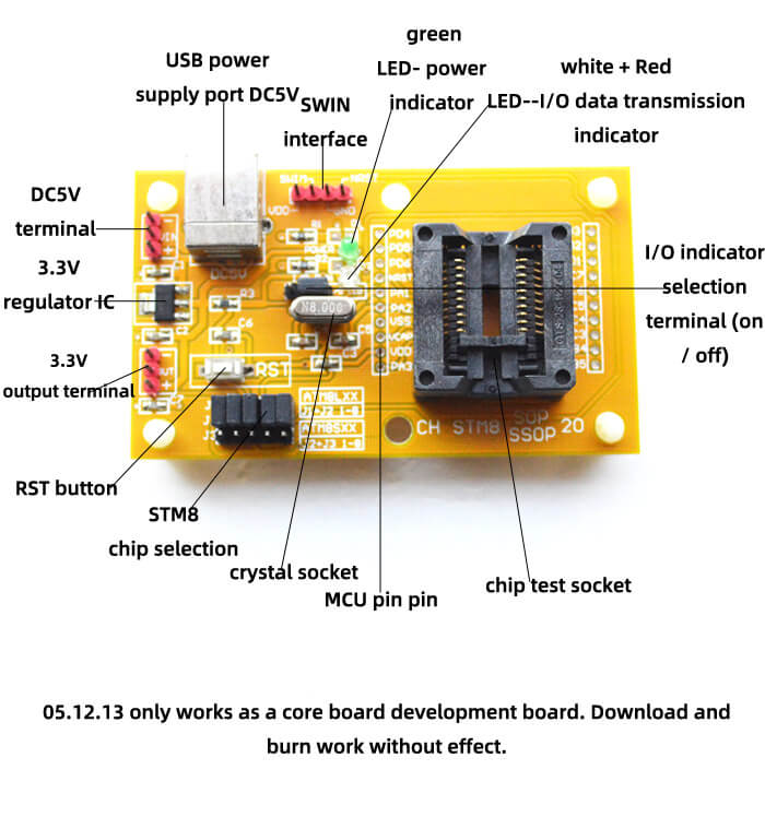 STM8-SOP20 Core Board 300mil SOIC20 STM8L STM8A STM8S Download Seat ...