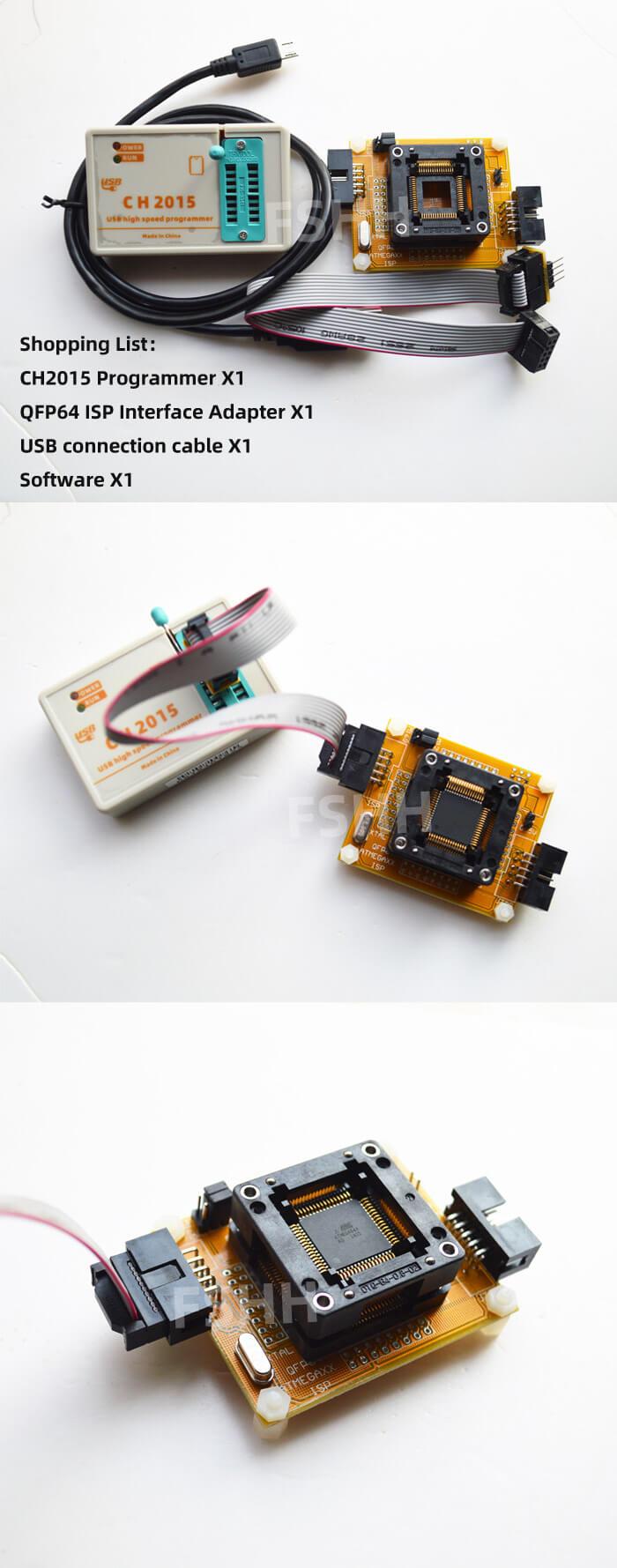 CH2015 Intelligent High Speed USB Programmer+QFP64 Adapter For Mega64 ...