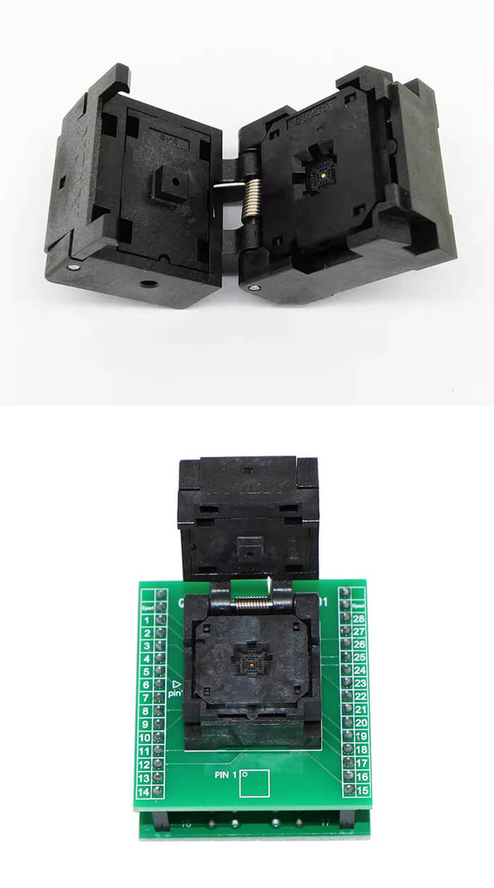 Clamshell QFN28 IC Test Socket WSON28 DFN28 MLF28 Programmer Adapter ...