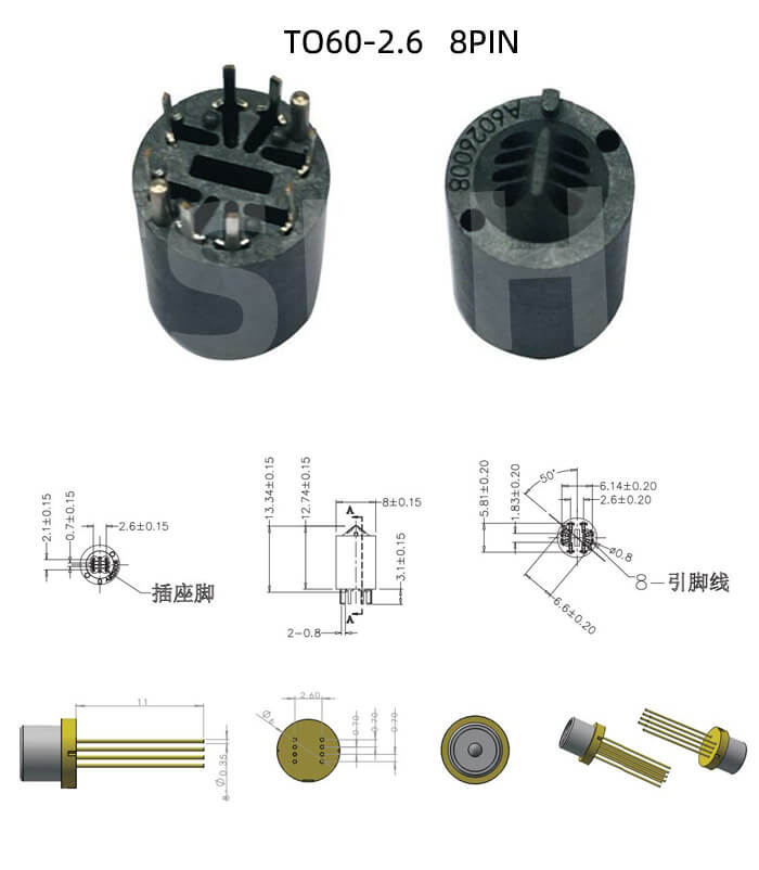 TO60 7pin 8pin 9pin 2.6mm 2.9mm Pitch Crystal Transistor Test Socket ...