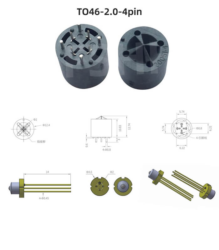 TO46 4pin 2.0mm 2.54mm Pitch Crystal Transistor Test Socket Laser Diode ...