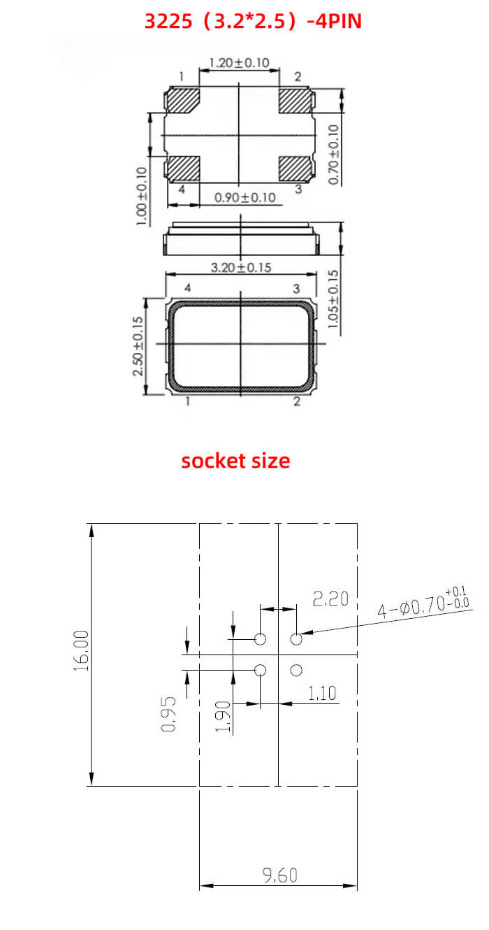 3225 Crystal Test Aging Socket 3225-4pin SMT Crystal Oscillator Test ...